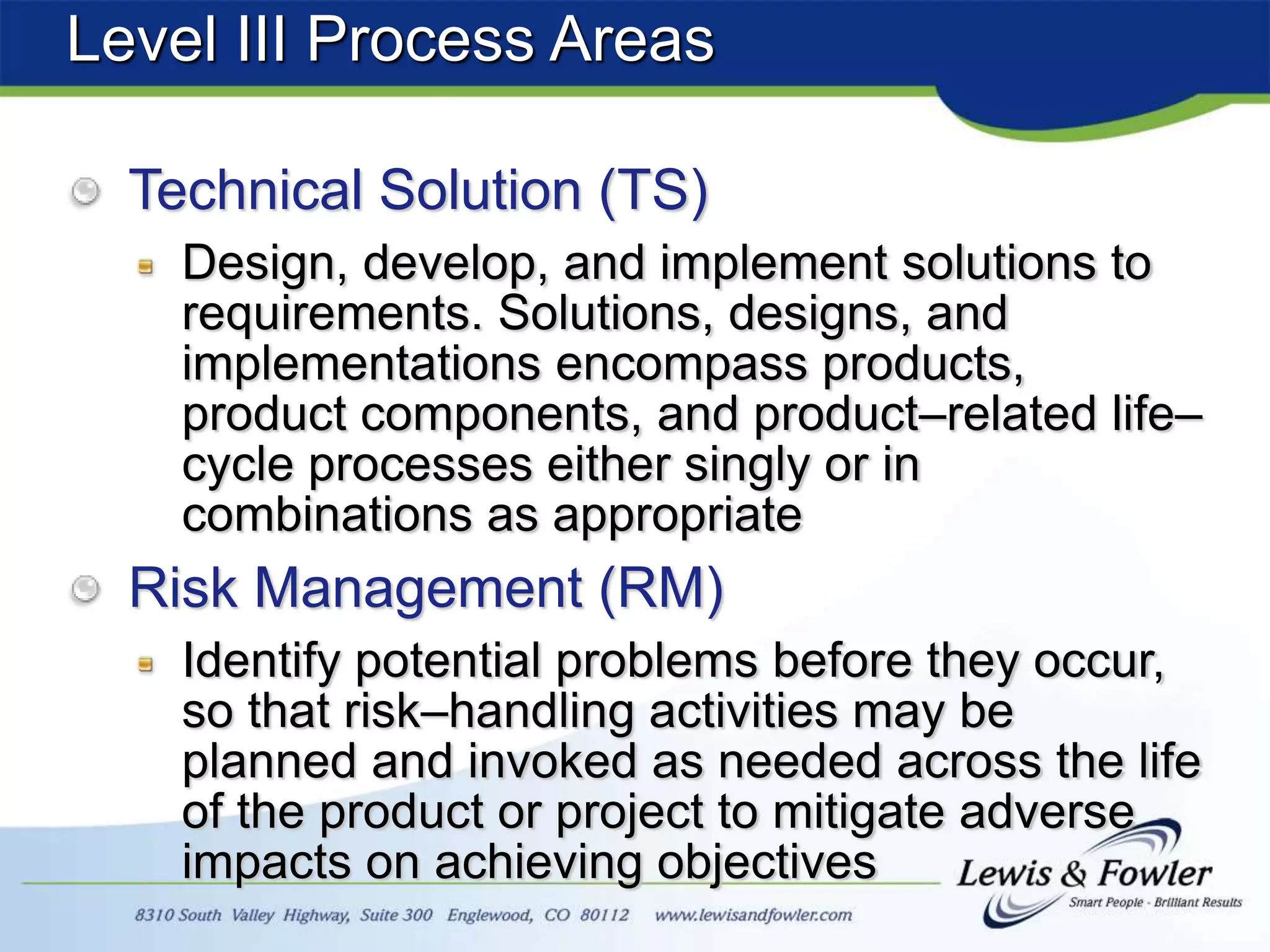 Using CMMI as a Framework for Organizing Software Development Process | PPT