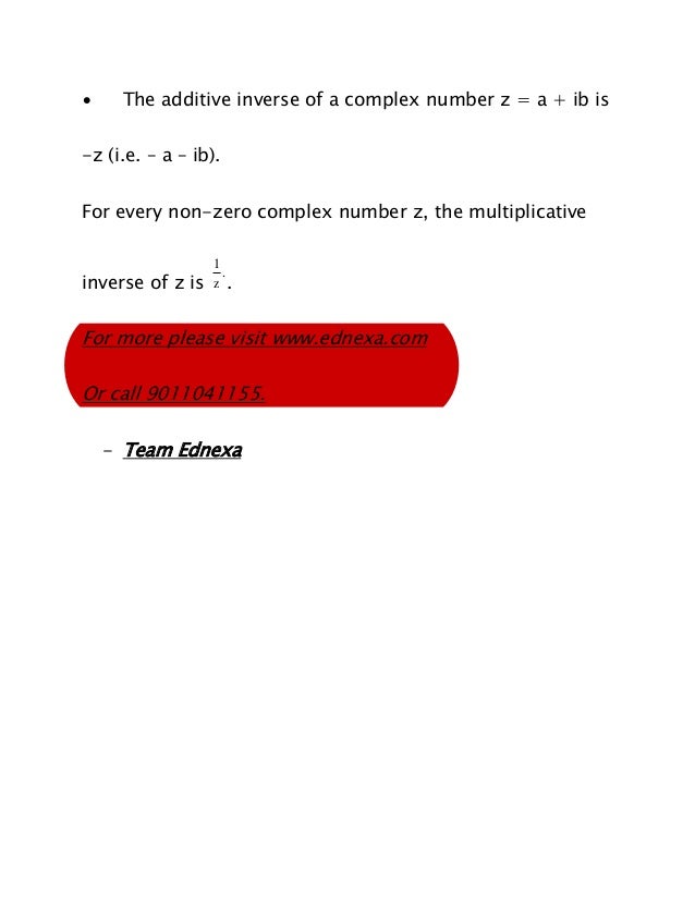 Notes on Complex Number for JEE Main 2014