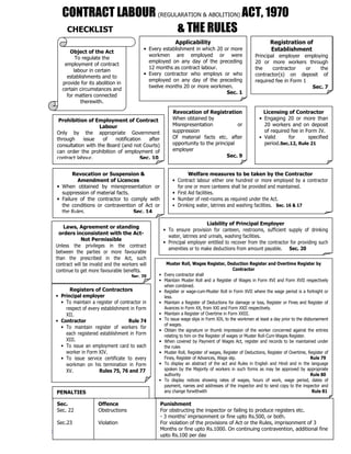 Notes on contract labour act | PDF