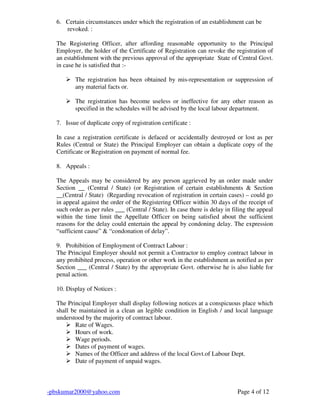 Notes on contract labour act | PDF