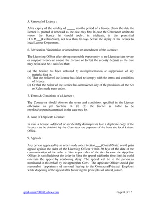 Notes on contract labour act | PDF