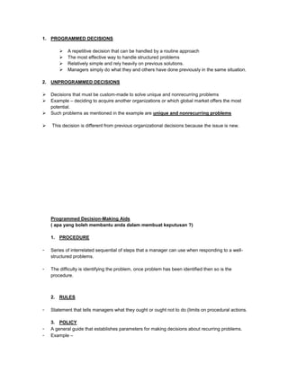Notes on decisions making | DOCX