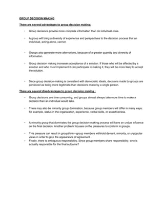 Notes on decisions making | DOCX