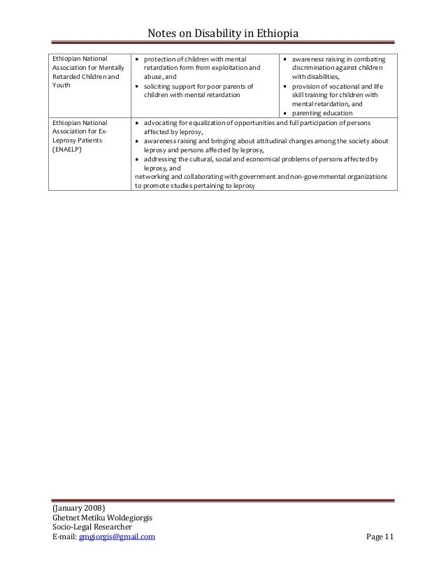 Notes on disability in ethiopia january 2008