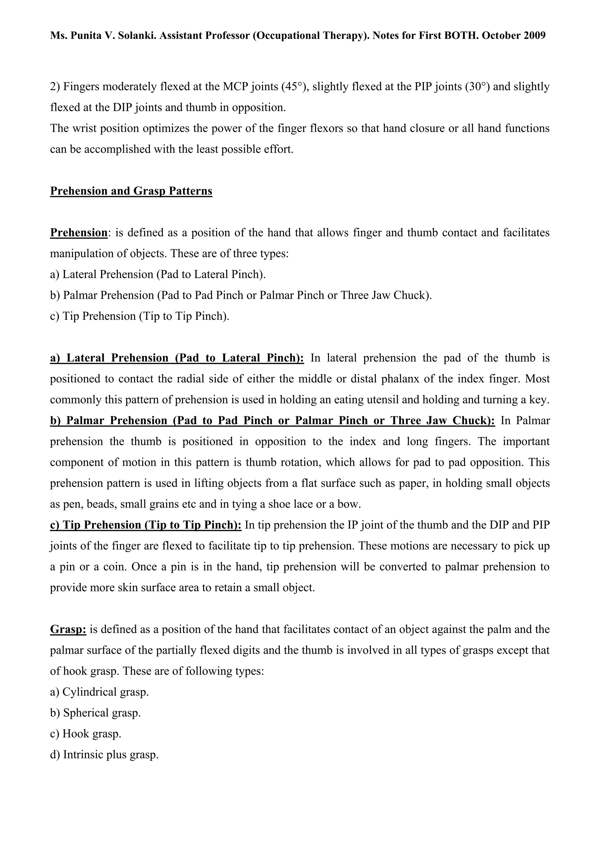 Notes on Hand Functions_Punita V. Solanki | PDF