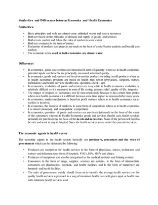 Unit 1 - Concept of Health Economics (306.5 - HEHF) Part 1 | DOCX
