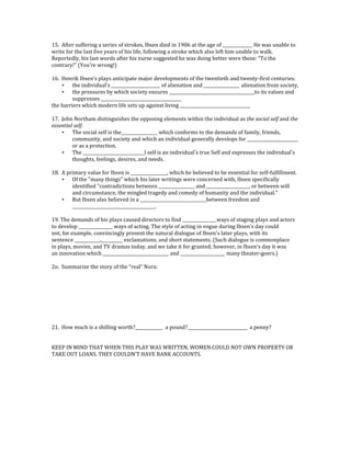 Notes on henrik ibsen and a doll’s house | PDF