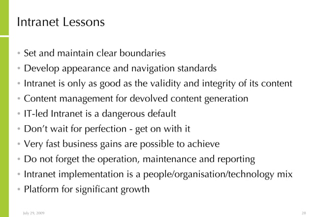 Notes On Intranet Implementation And Roadmap | PPT