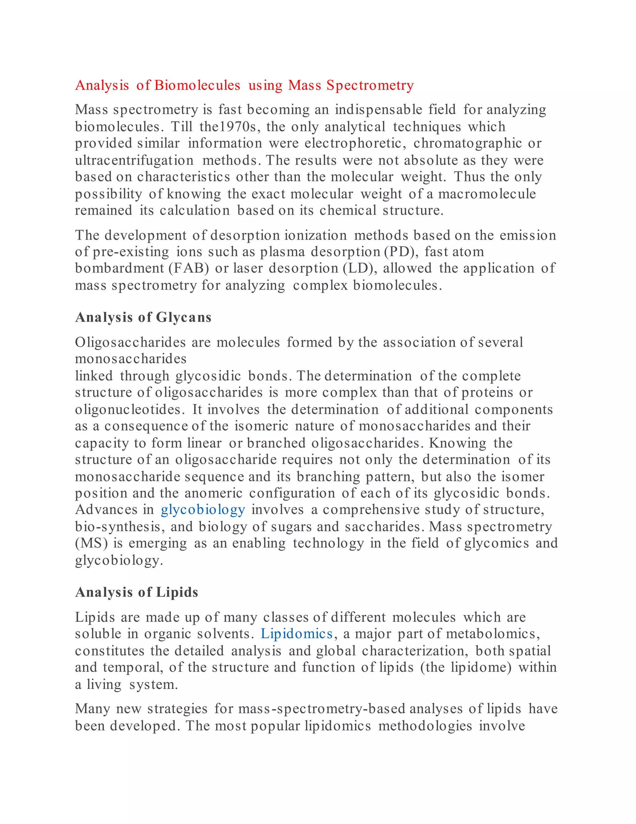 Notes on mass spectroscopy | PDF