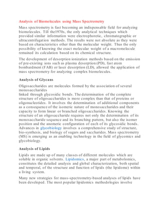 Notes on mass spectroscopy | PDF