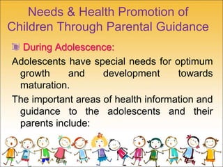 Notes on needs of the healthy child | PPT