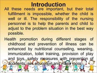 Notes on needs of the healthy child | PPT