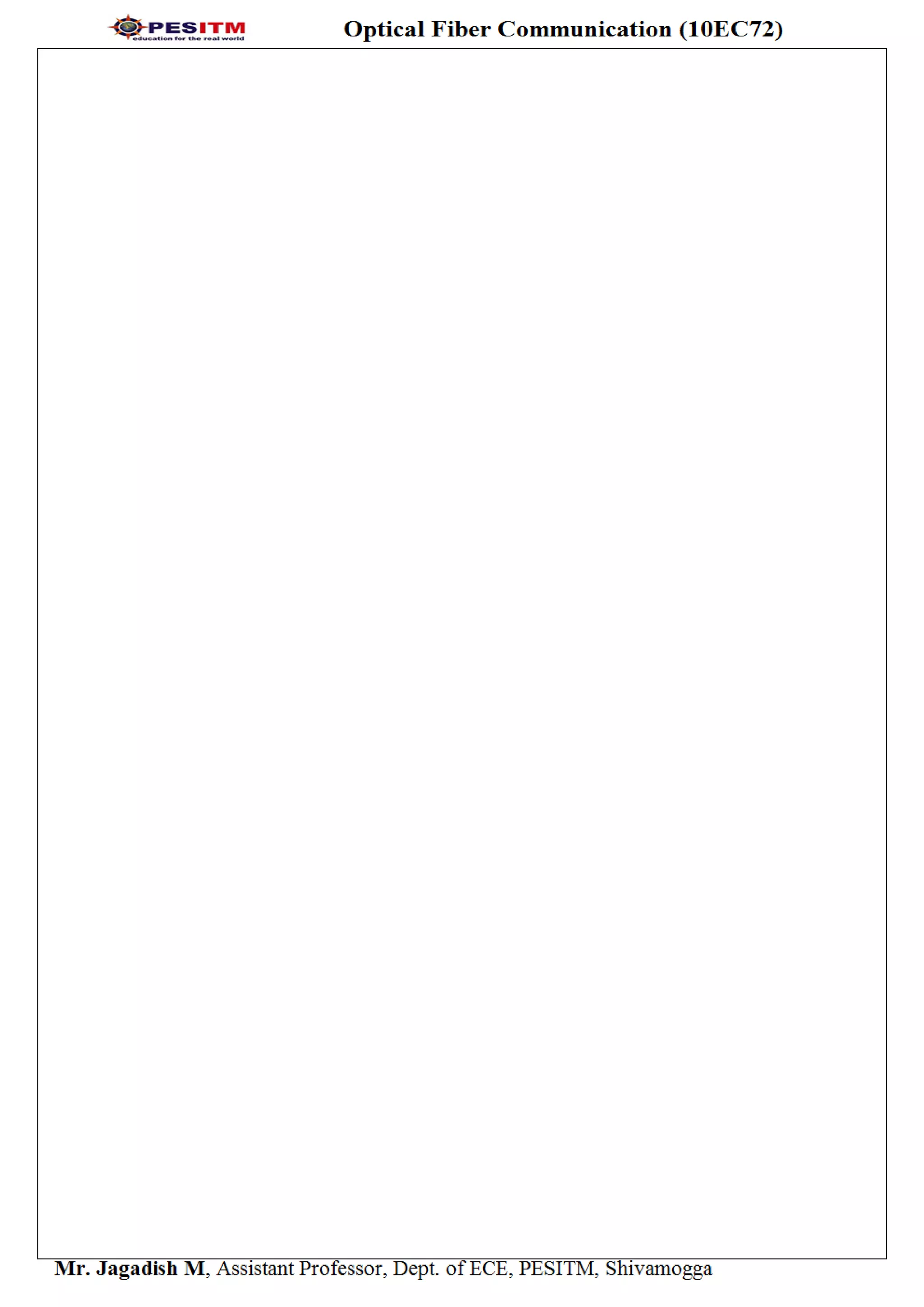 Notes on optical fiber communication unit7 | PDF