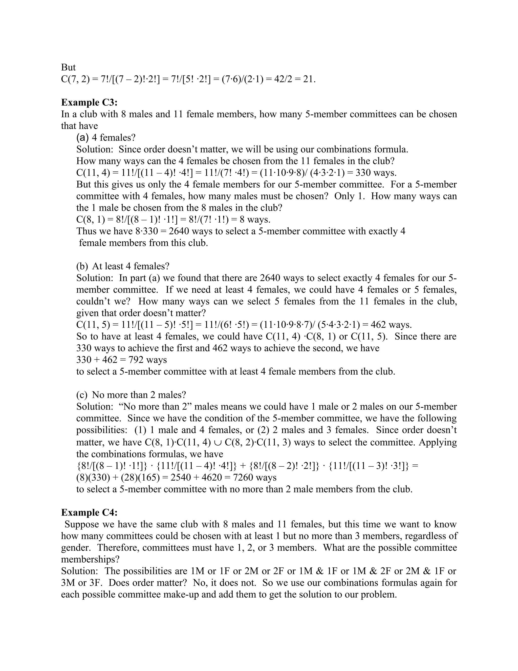 Notes On Permutations And Combinations Doc