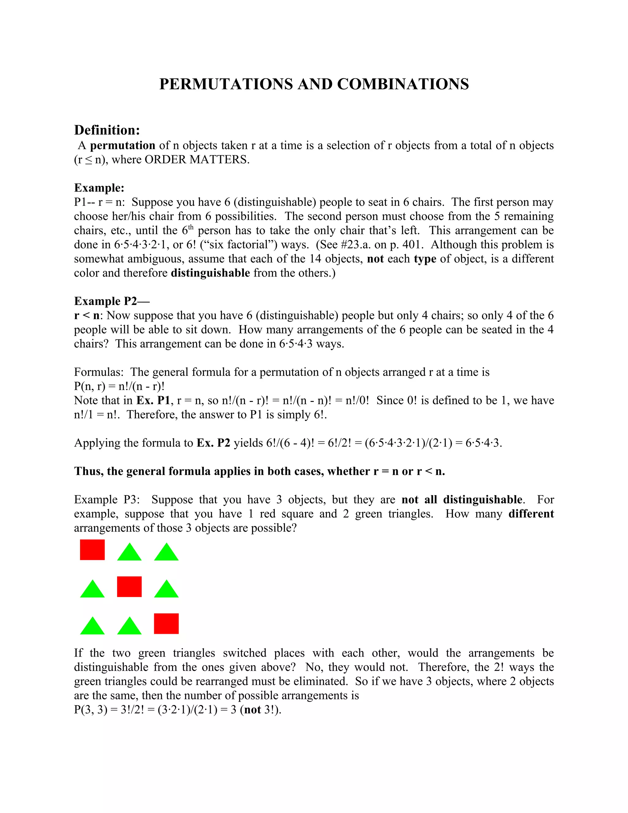 Permutations And Combinations Formula Guide Pdf