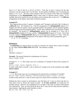 Notes on permutations and combinations | PDF