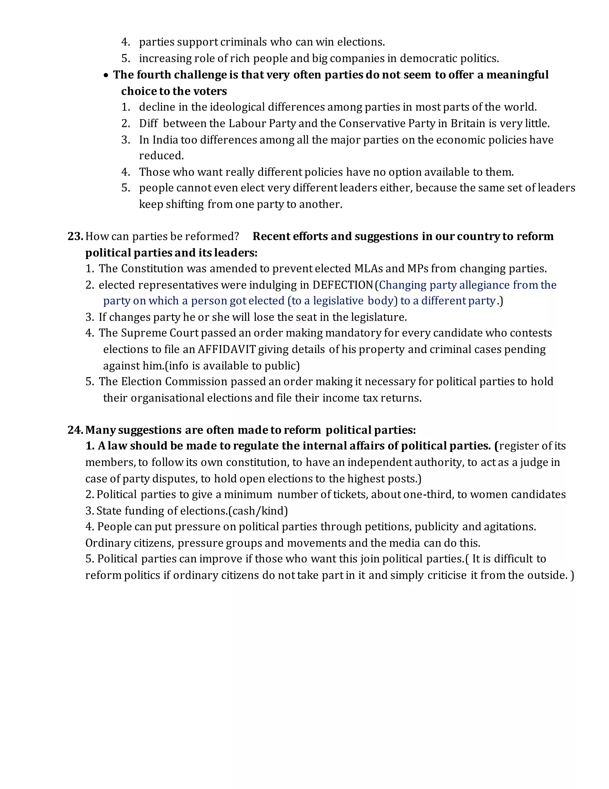 Notes on political parties_Grade 10 | DOCX