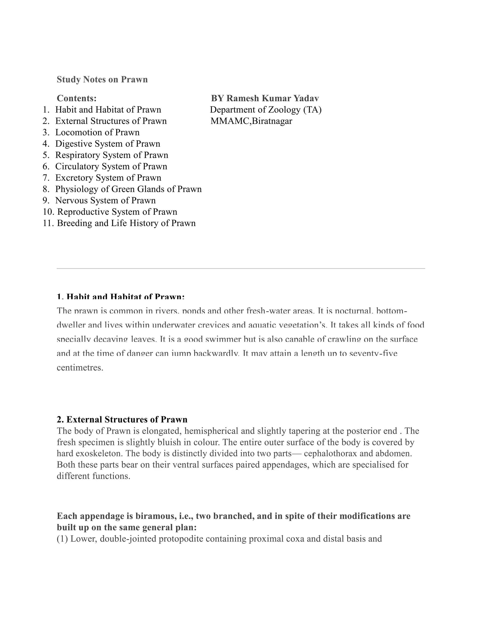 Notes on prawn | PPTX