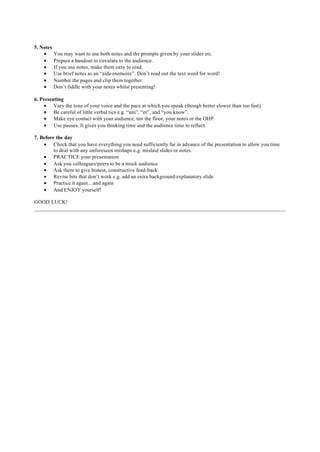 notes on presentation skills how to start | PDF