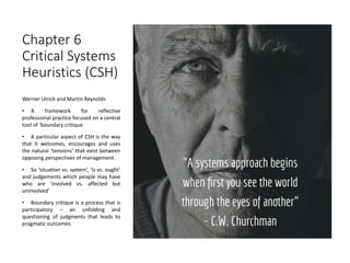 Notes on reader introducing systems approaches prt 6 csh | PPT