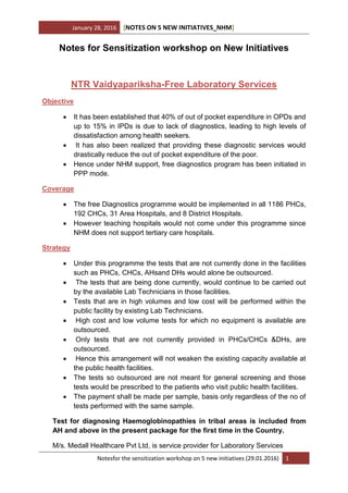 Notes on sensitization workshop on recent initiatives. | PDF