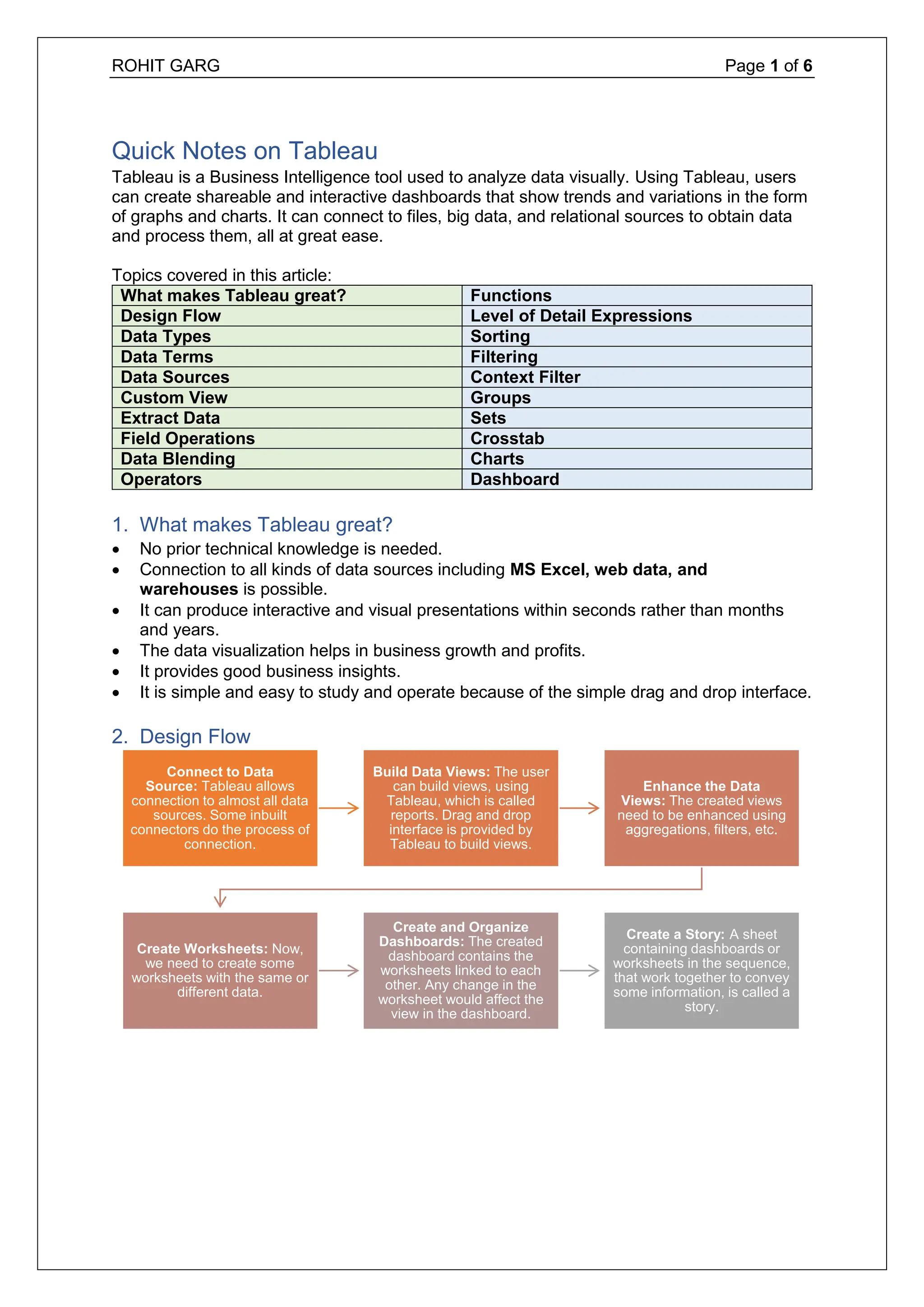 Lecture Notes on Tableau for Data & Analytics | PDF