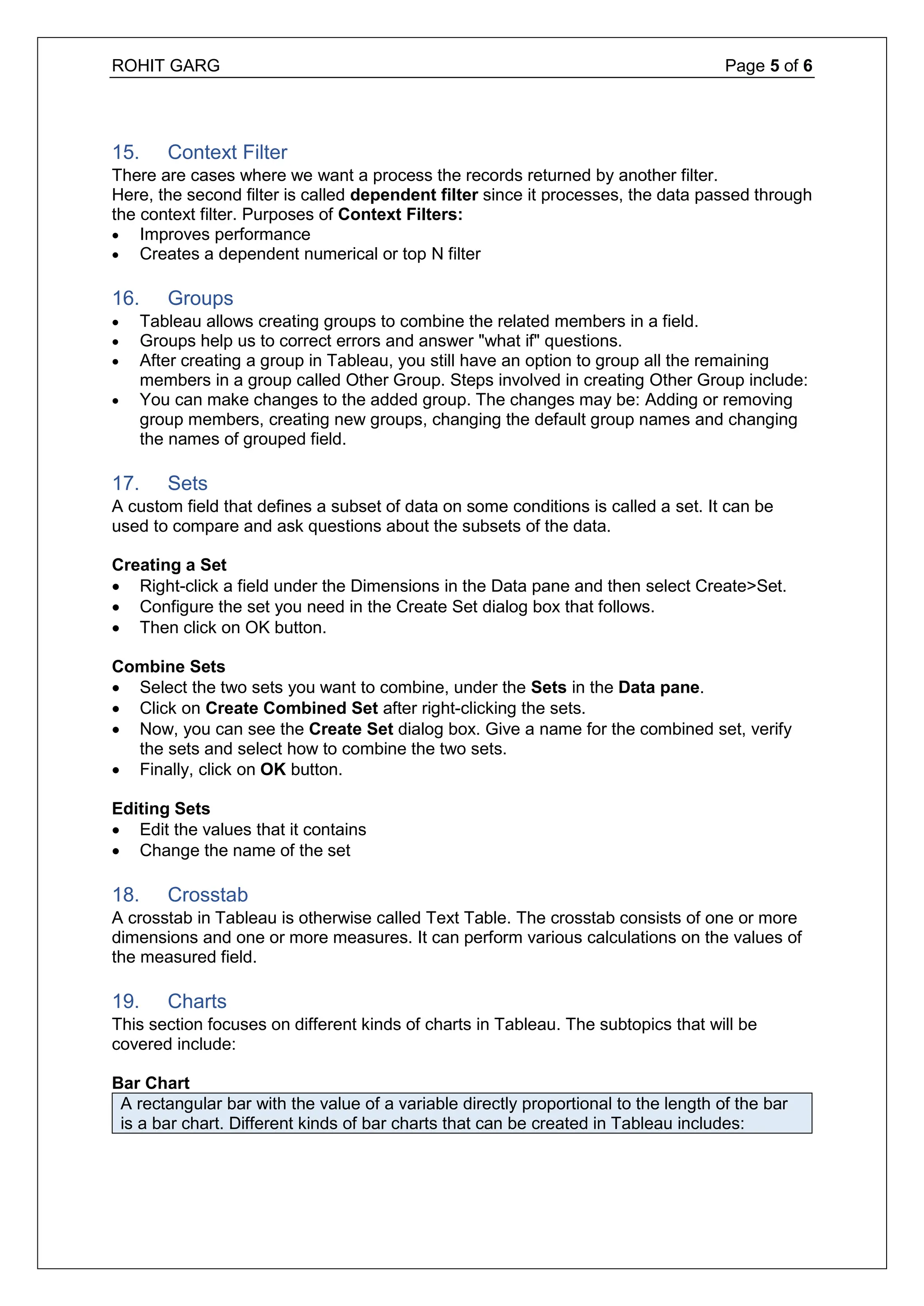 Lecture Notes on Tableau for Data & Analytics | PDF
