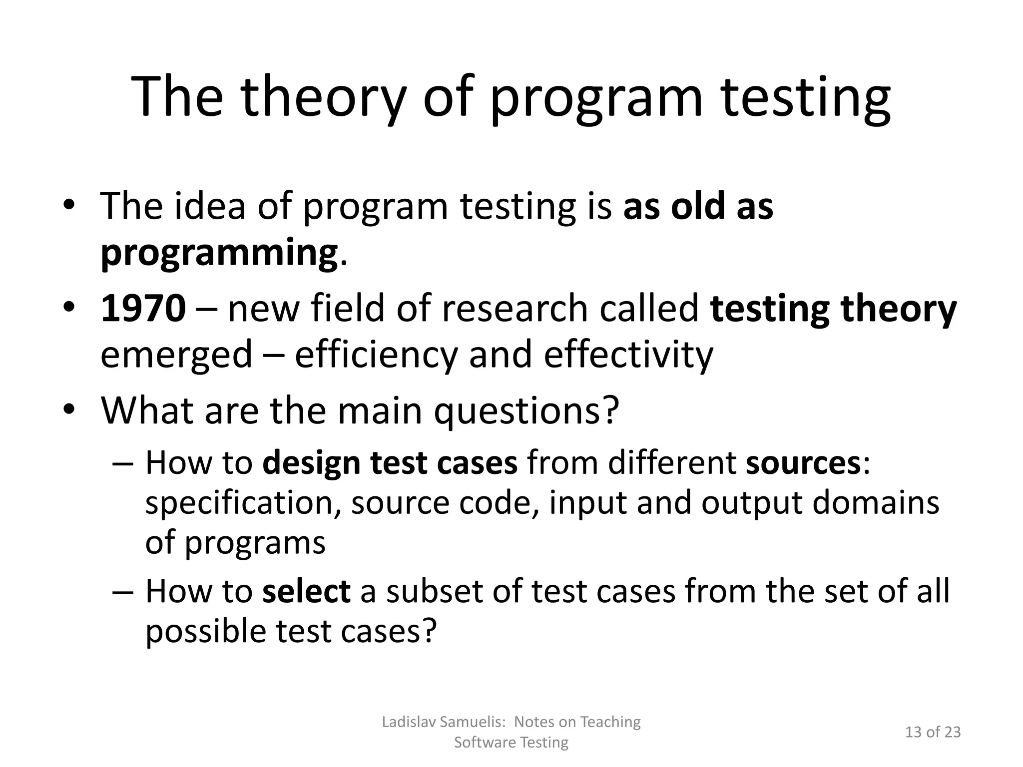 Notes on teaching software testing | PDF