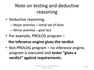 Notes on teaching software testing | PDF