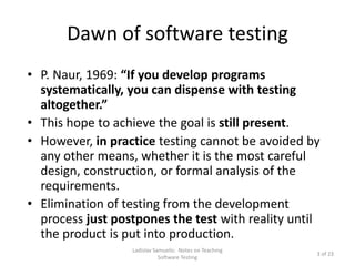 Notes on teaching software testing | PDF