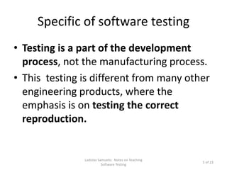 Notes on teaching software testing | PDF