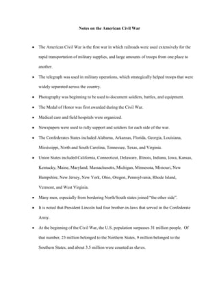 Notes on the american civil war | DOCX
