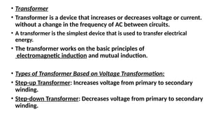 Notes on transformer and electromagnetic induction.pptx