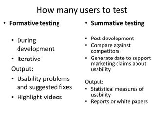 Notes on usability testing | PPTX
