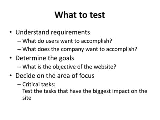 Notes on usability testing | PPTX