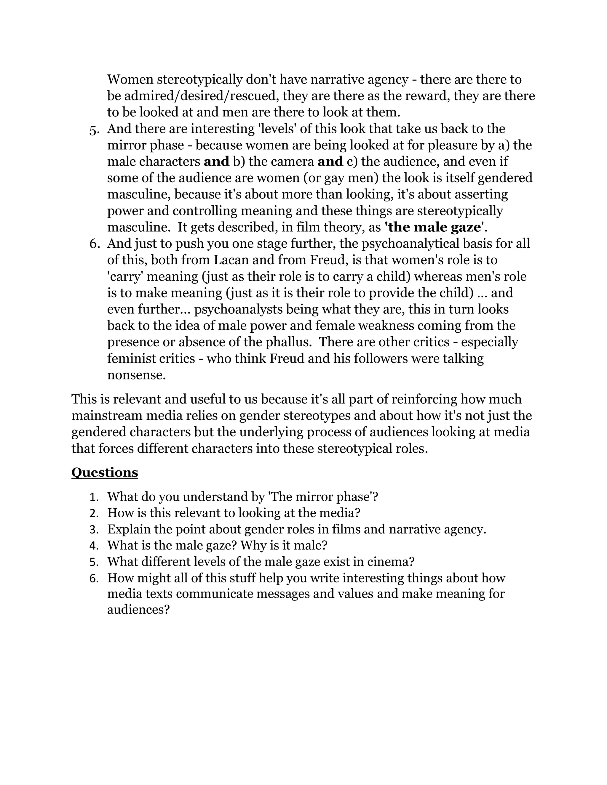 Notes on visual pleasure and narrative cinema | PDF