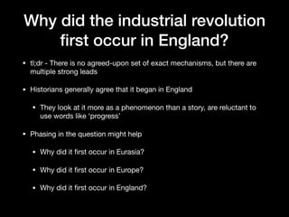 Origins of the English Industrial Revolution | PPT