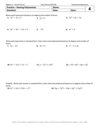 Polynomial Operations | PDF | Homework and Study | Education