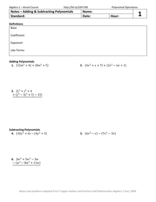 Polynomial Operations | PDF | Homework and Study | Education