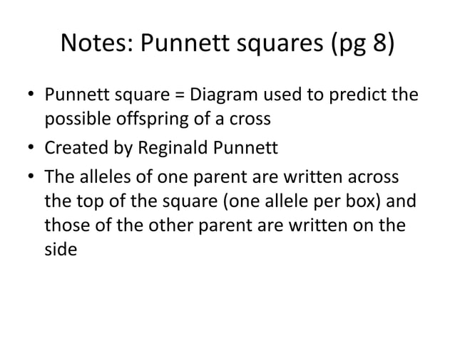 Notes punnett squares | PPT