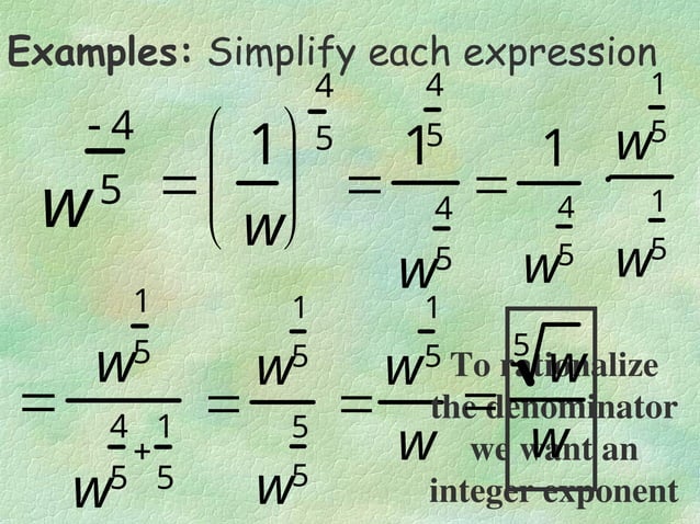 Rational Expressions and Exponents in Algebra | PPT