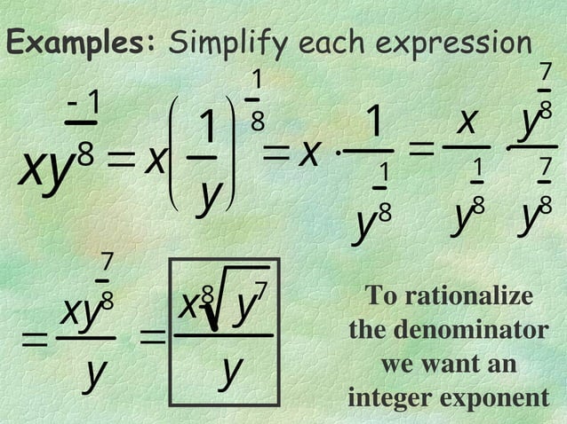 Rational Expressions and Exponents in Algebra | PPT