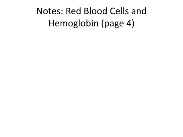 Notes red blood cells and hemoglobin | PPT