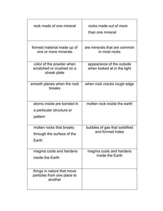 Notes rocks minerals | DOC