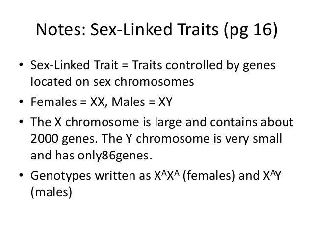 Notes Sex Linked Traits