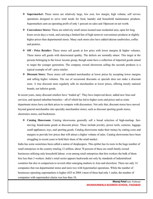 NOTES RETAIL AND DISTRIBUTION MANAGEMENT | PDF