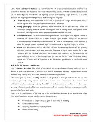 NOTES RETAIL AND DISTRIBUTION MANAGEMENT | PDF