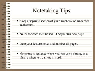 Notetaking | PPT | Educational Assessment | Education