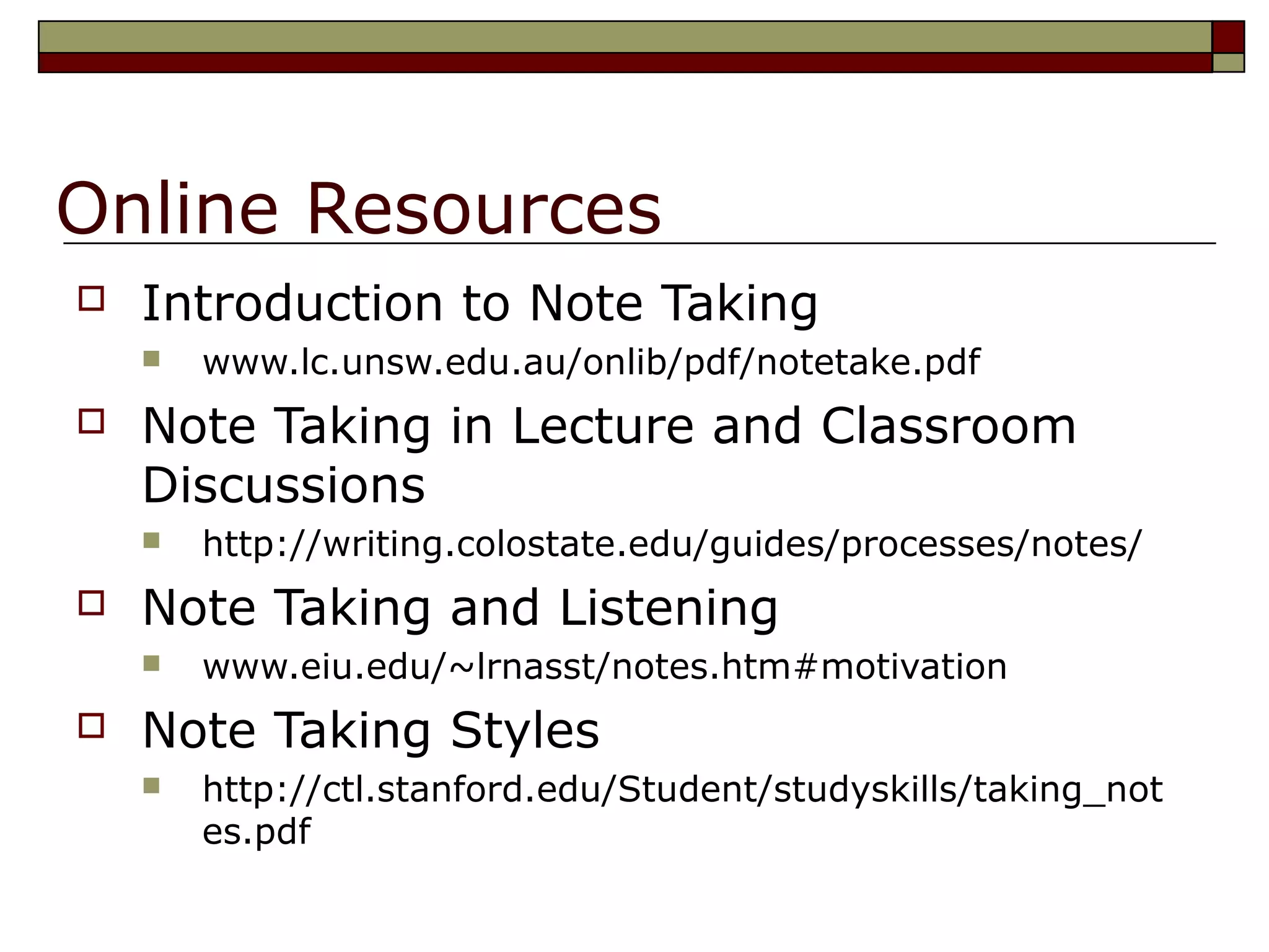 Note Taking | PPT