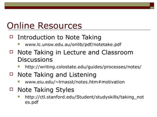 Note Taking | PPT